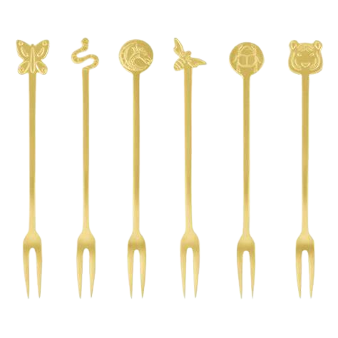 Set 6 Party Forks Fashion Living Antique Pvd Gold – Opulence Design Concept